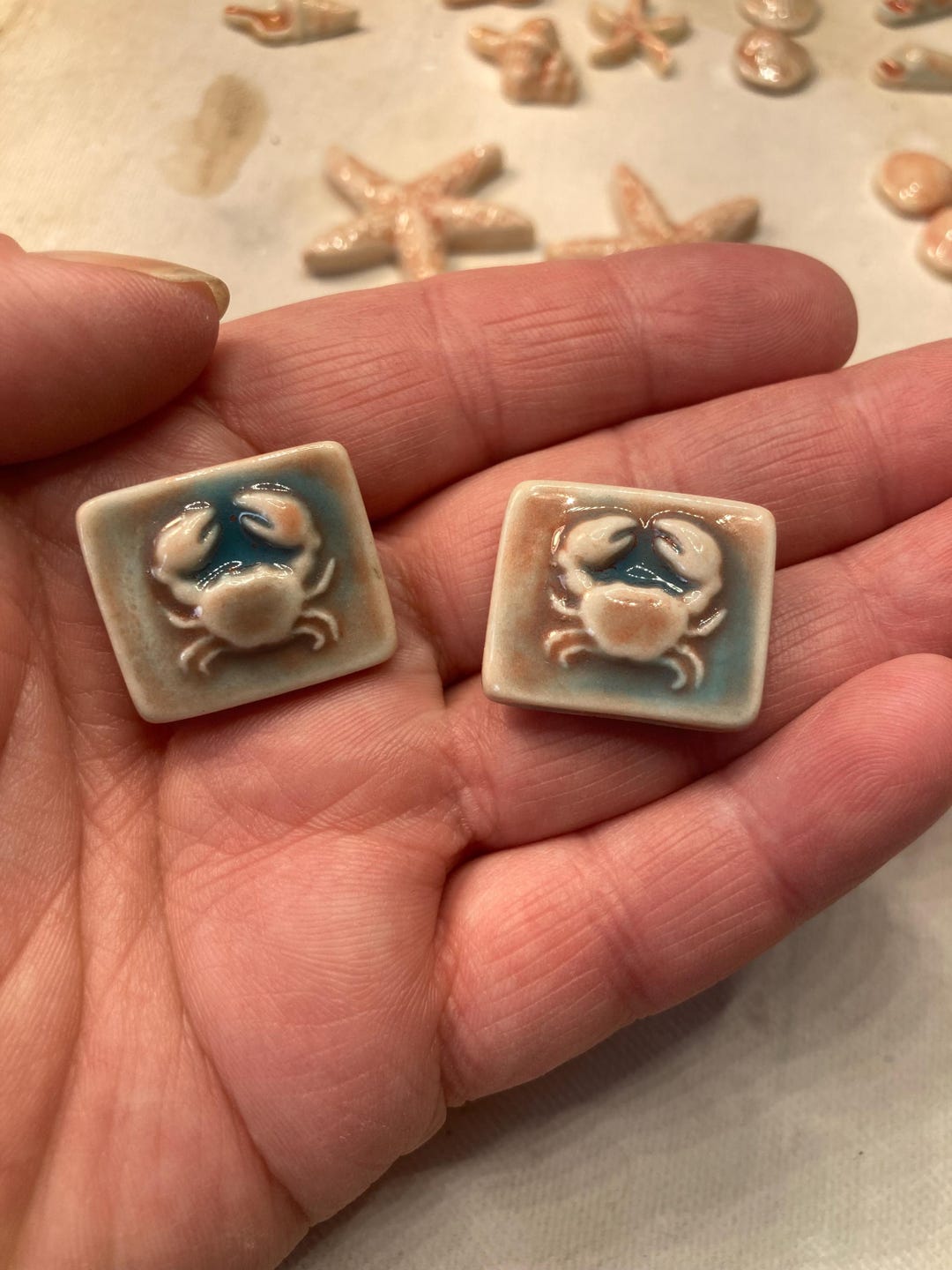 Handmade Porcelain Mini Tile Crab Crabs Set of 2 - Etsy