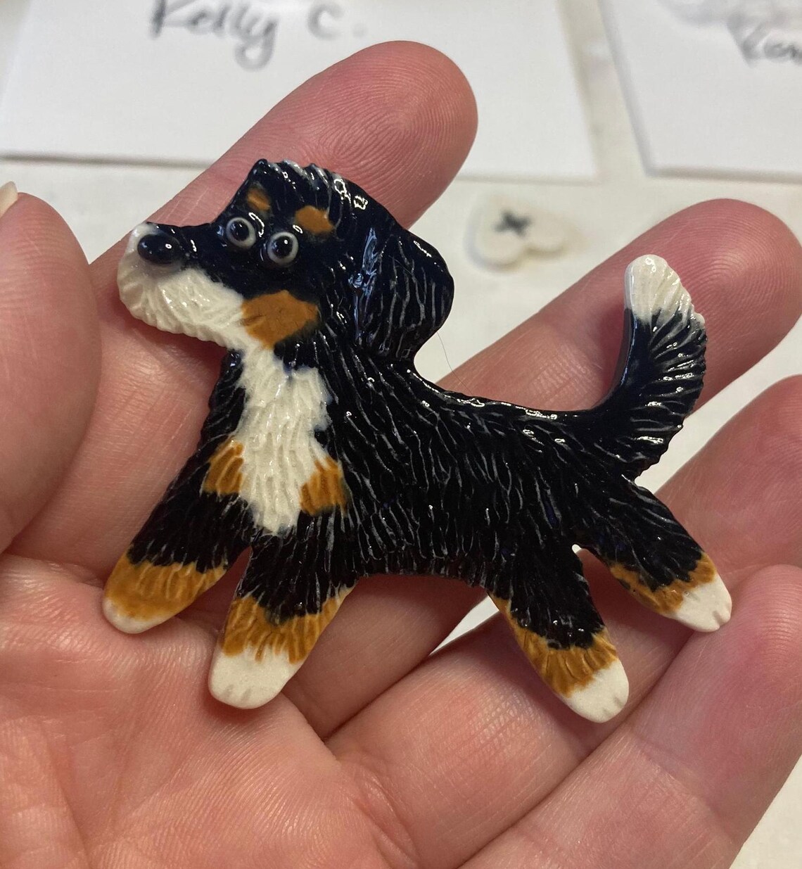 Handmade Porcelain Dog Breed Brooch: Whimsical Ceramic Art Pin Tile - Etsy