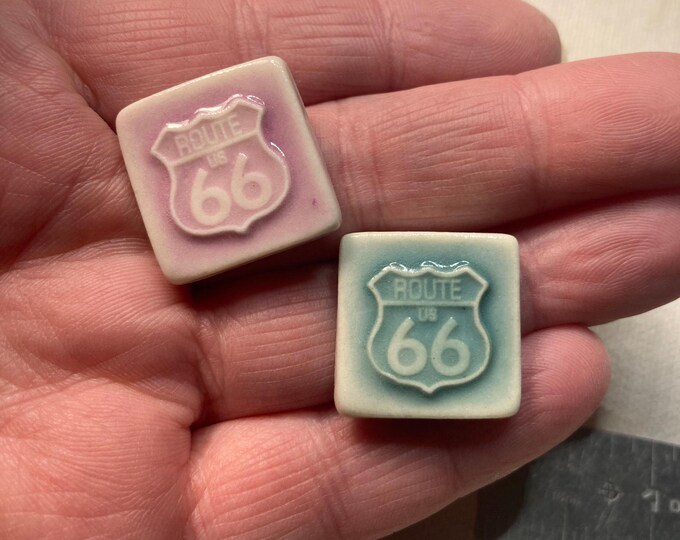 Handmade Porcelain Mini Tile Route 66 Sign Set of 2 - Etsy