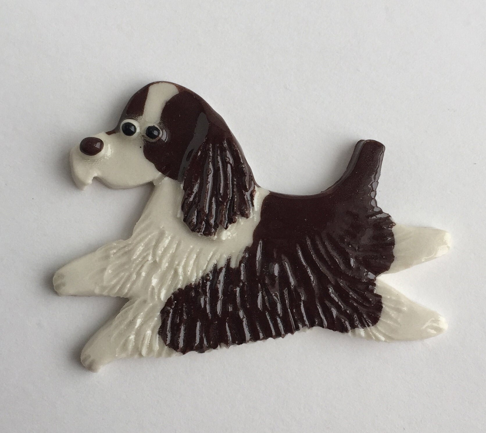 Handmade English Springer Spaniel Porcelain Brooch: Whimsical Dog Art ...