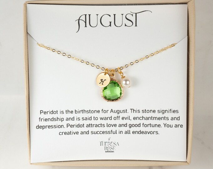 Personalized August Birthstone Necklace Peridot Gold Necklace ...
