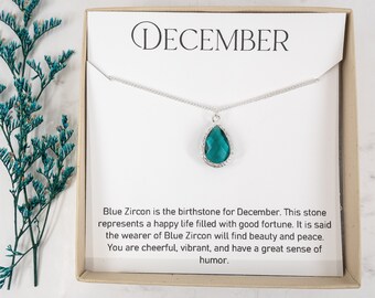 Blue Zircon Necklace | Etsy
