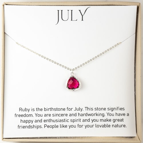 July Birthstone Necklace Ruby Necklace Personalized Jewelry - Etsy