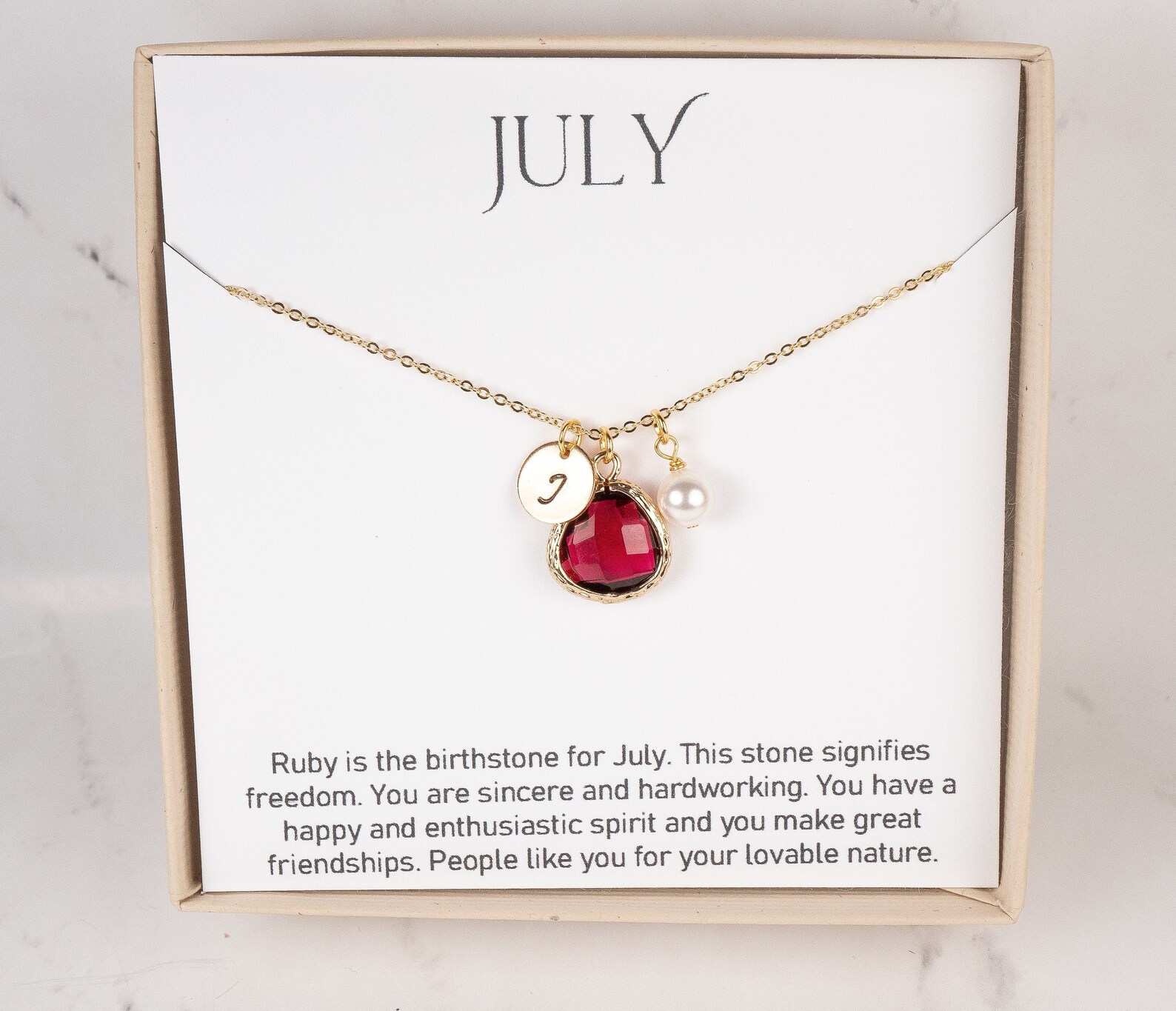 Personalized July Birthstone Necklace Ruby Gold Necklace - Etsy