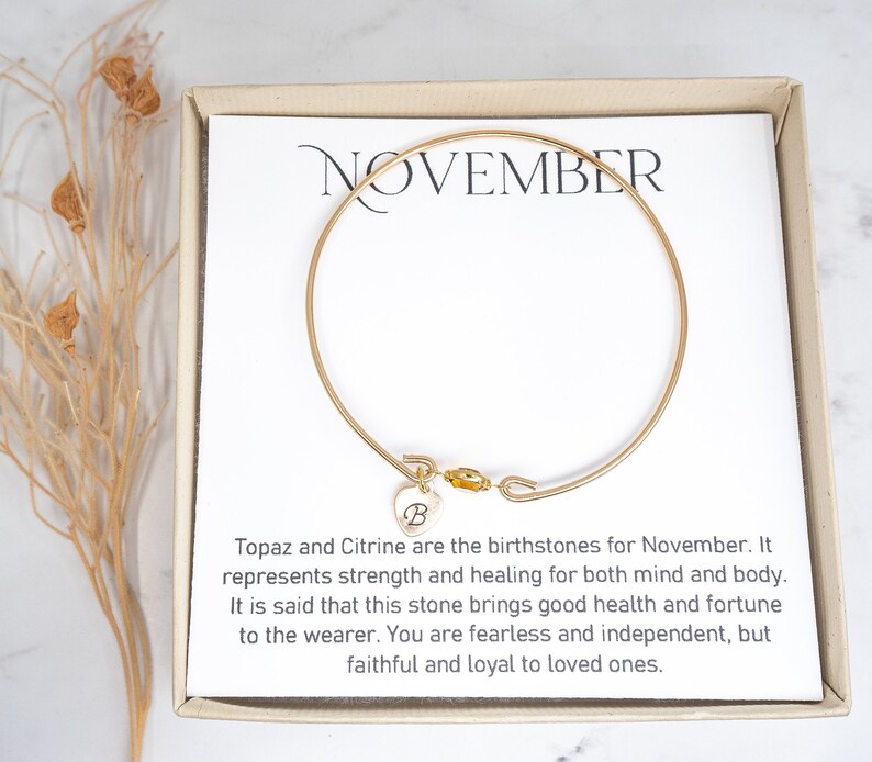 Personalized November Birthstone Bangle Personalized | Etsy