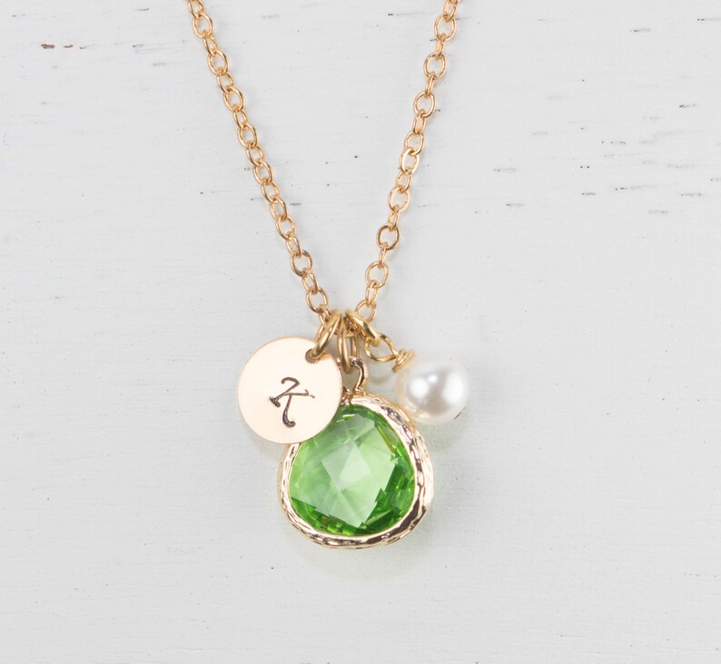 Personalized August Birthstone Necklace Peridot Gold - Etsy