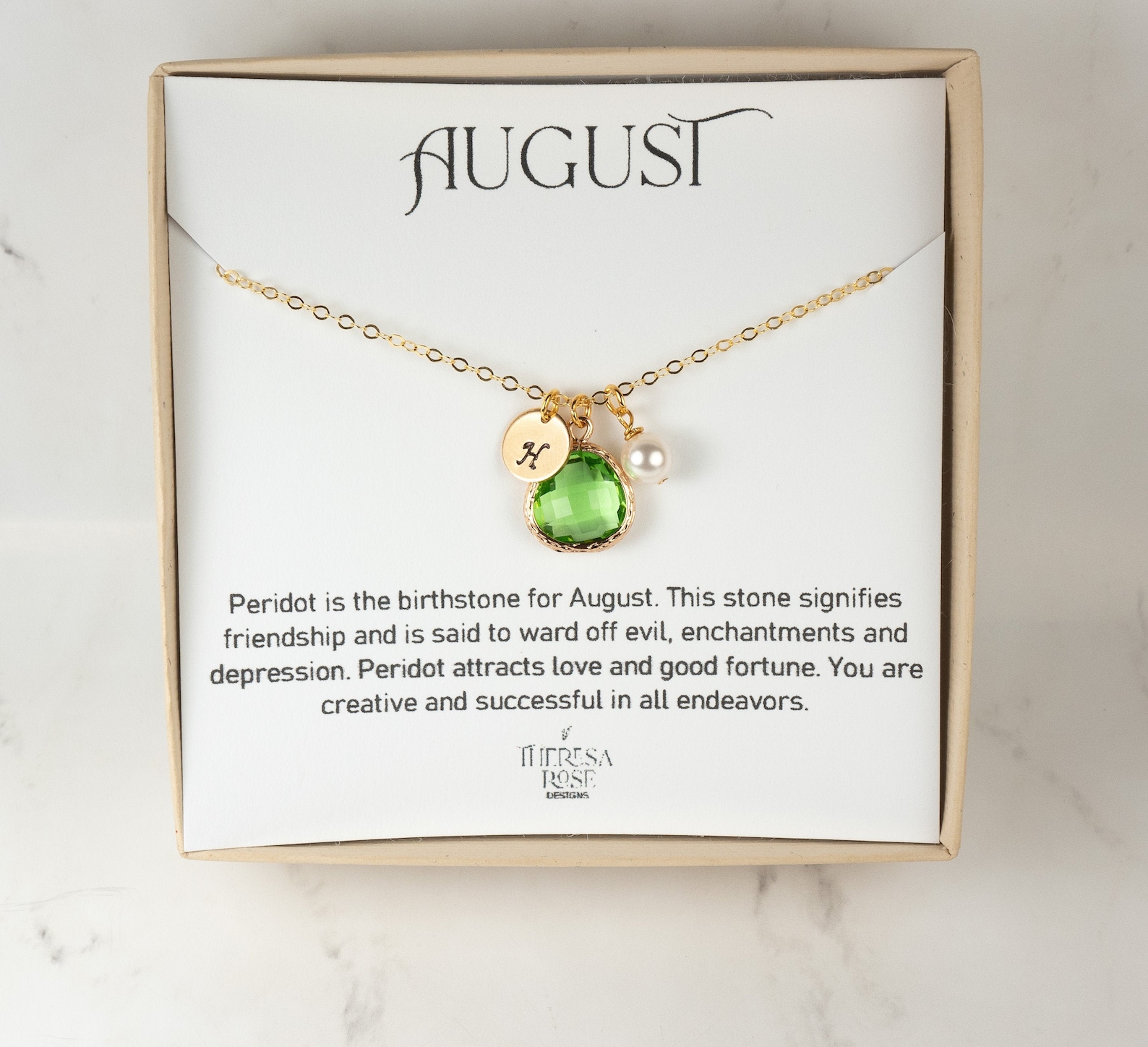 Personalized August Birthstone Necklace Peridot Gold | Etsy