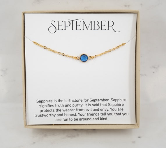 September Birthstone Sapphire Swarovski Necklace September | Etsy