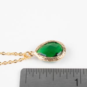 May Birthstone Necklace Emerald Gold Teardrop Necklace May Birthday ...