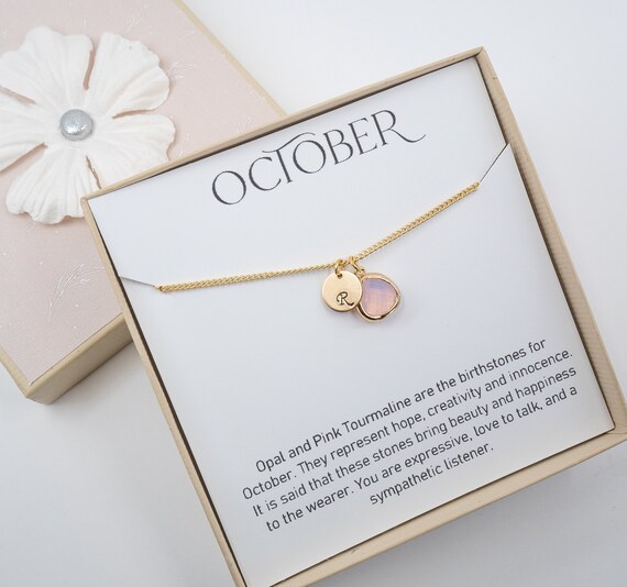 Little Girl Personalized October Birthstone Necklace Little | Etsy