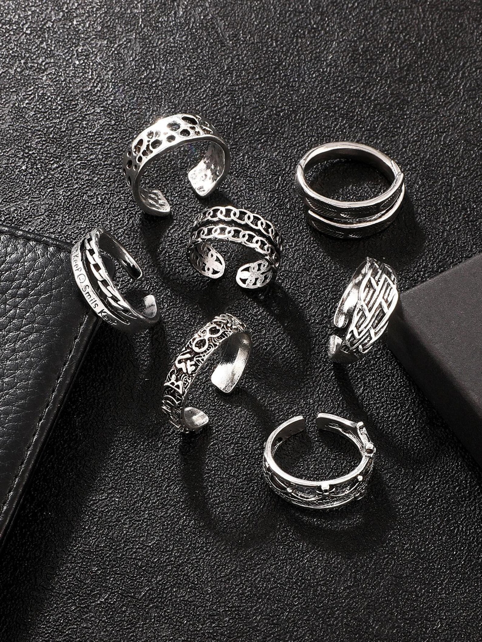 7 Piece Set of Men's Silver Crown Rings - Etsy