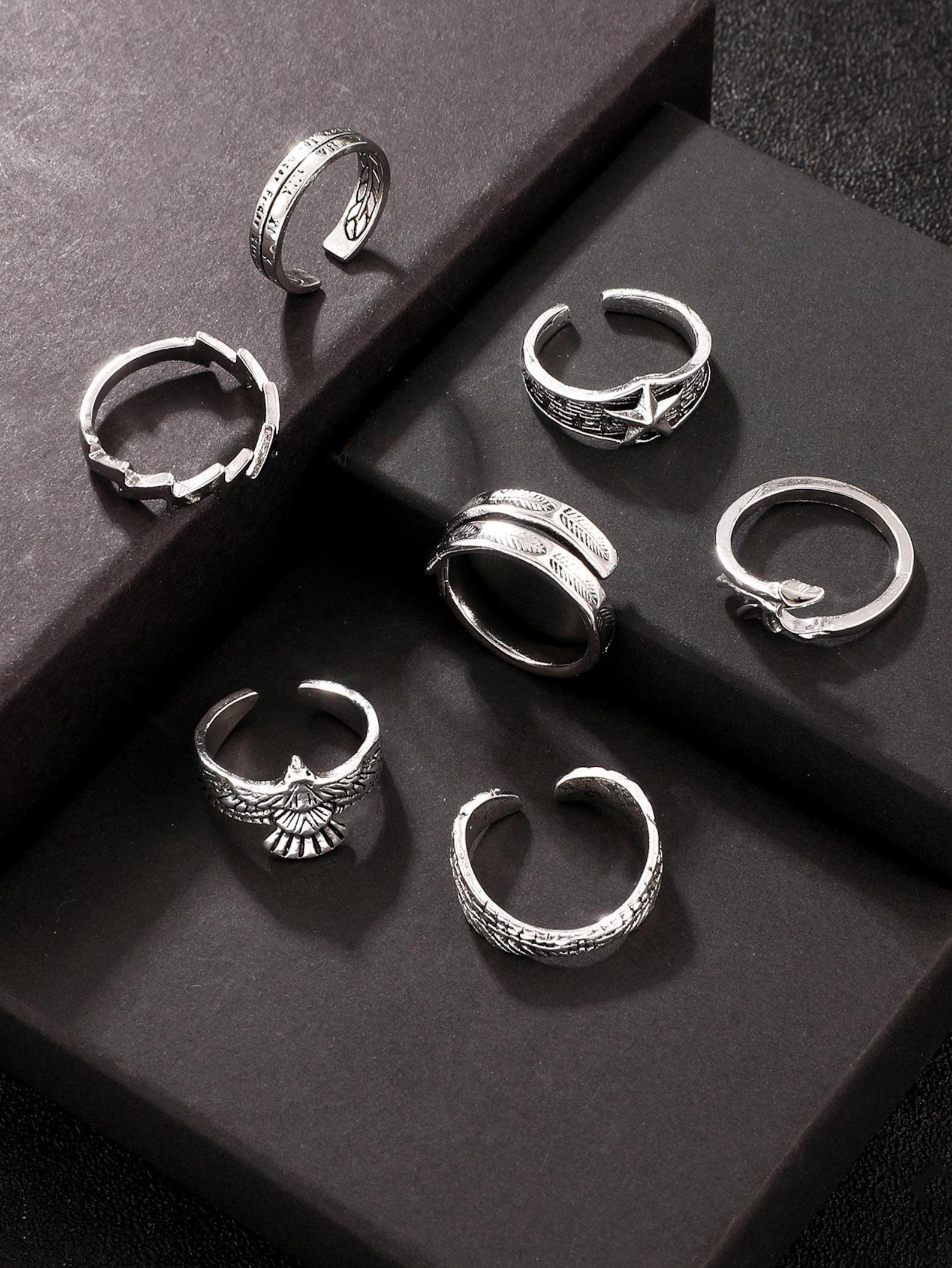 7 Piece Set of Men's Silver Crown Rings - Etsy