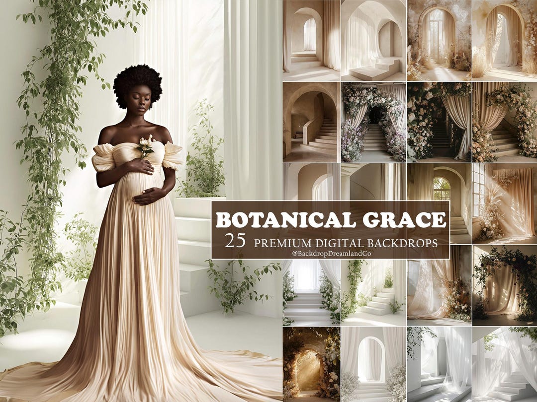 25 BOTANICAL GRACE Digital Backdrops Arch Greenery Maternity Backdrops ...