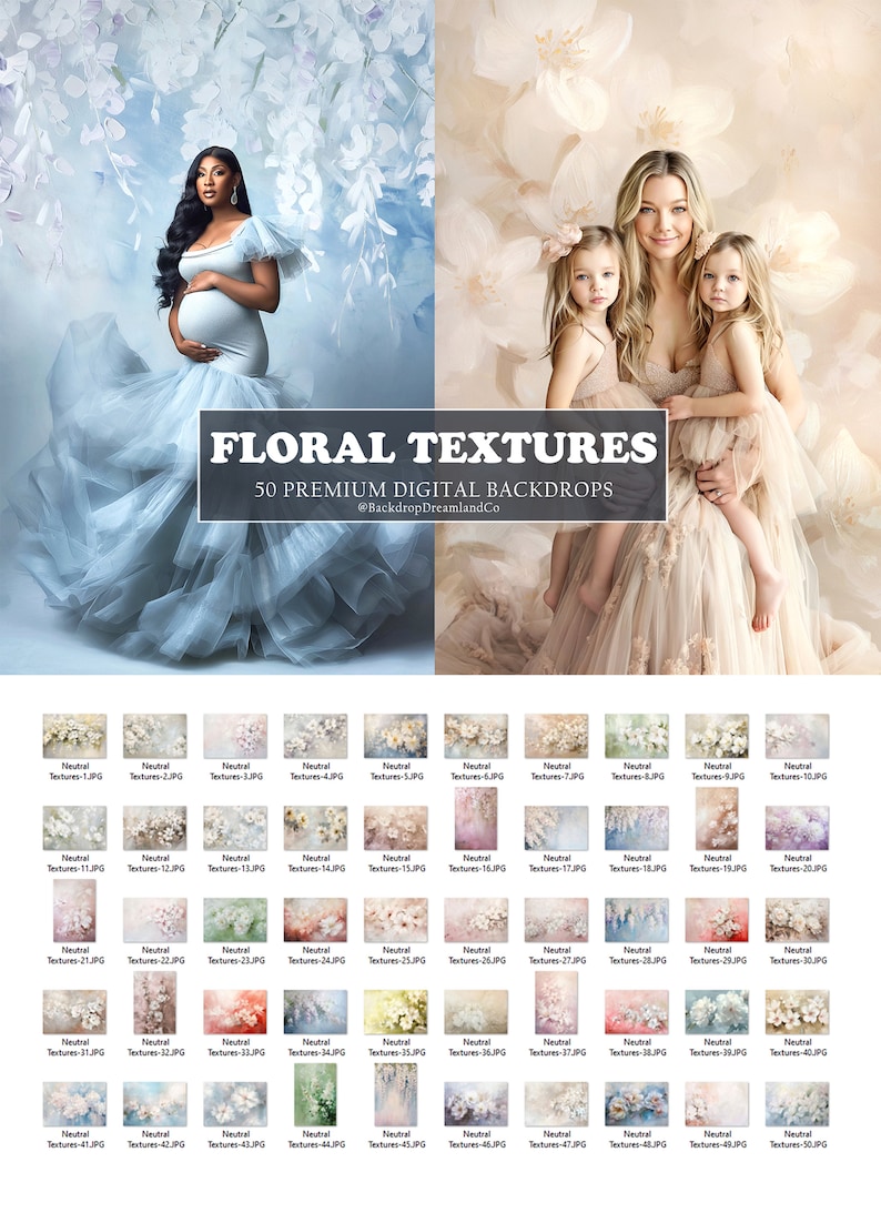 50 TEXTURAS FLORALES Telones de fondo Fondos digitales Superposición ...