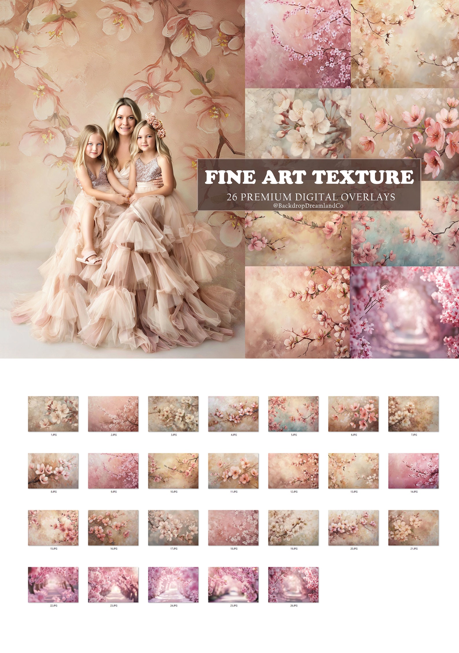 FLORAL BACKGROUNDS Spring Digital Backdrops Overlay Maternity Digital ...