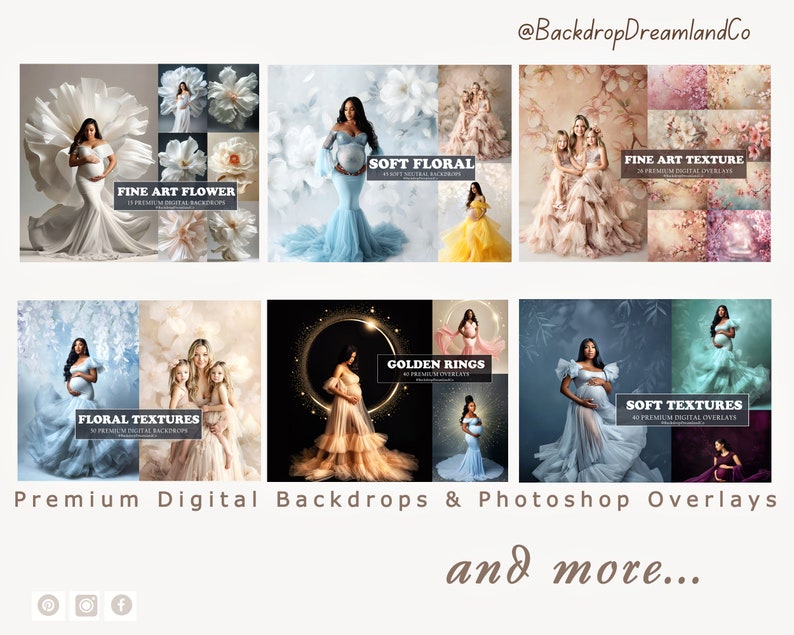 SOFT BEIGE FLORAL Fine Art Digital Backdrops Photoshop Texture Overlays ...