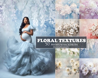 40 SOFT NEUTRAL TEXTURES Floral Backdrops Digital Backdrops Overlay ...