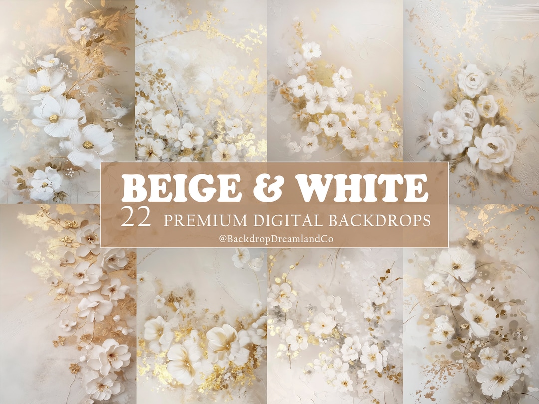 SOFT BEIGE FLORAL Fine Art Digital Backdrops Photoshop Texture Overlays ...