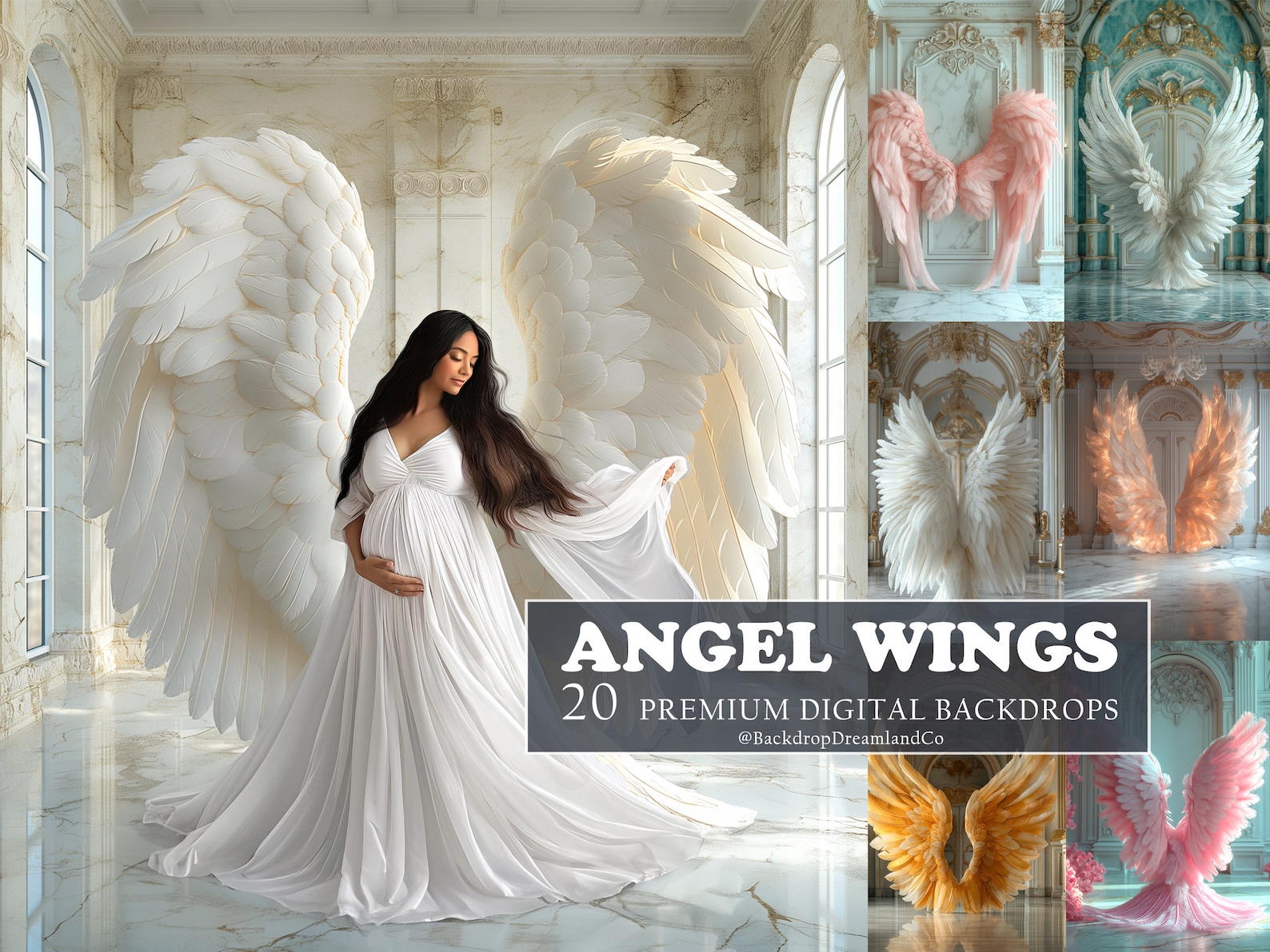 20 ANGEL WINGS Backdrops Digital Backgrounds Maternity Backdrop Angel ...