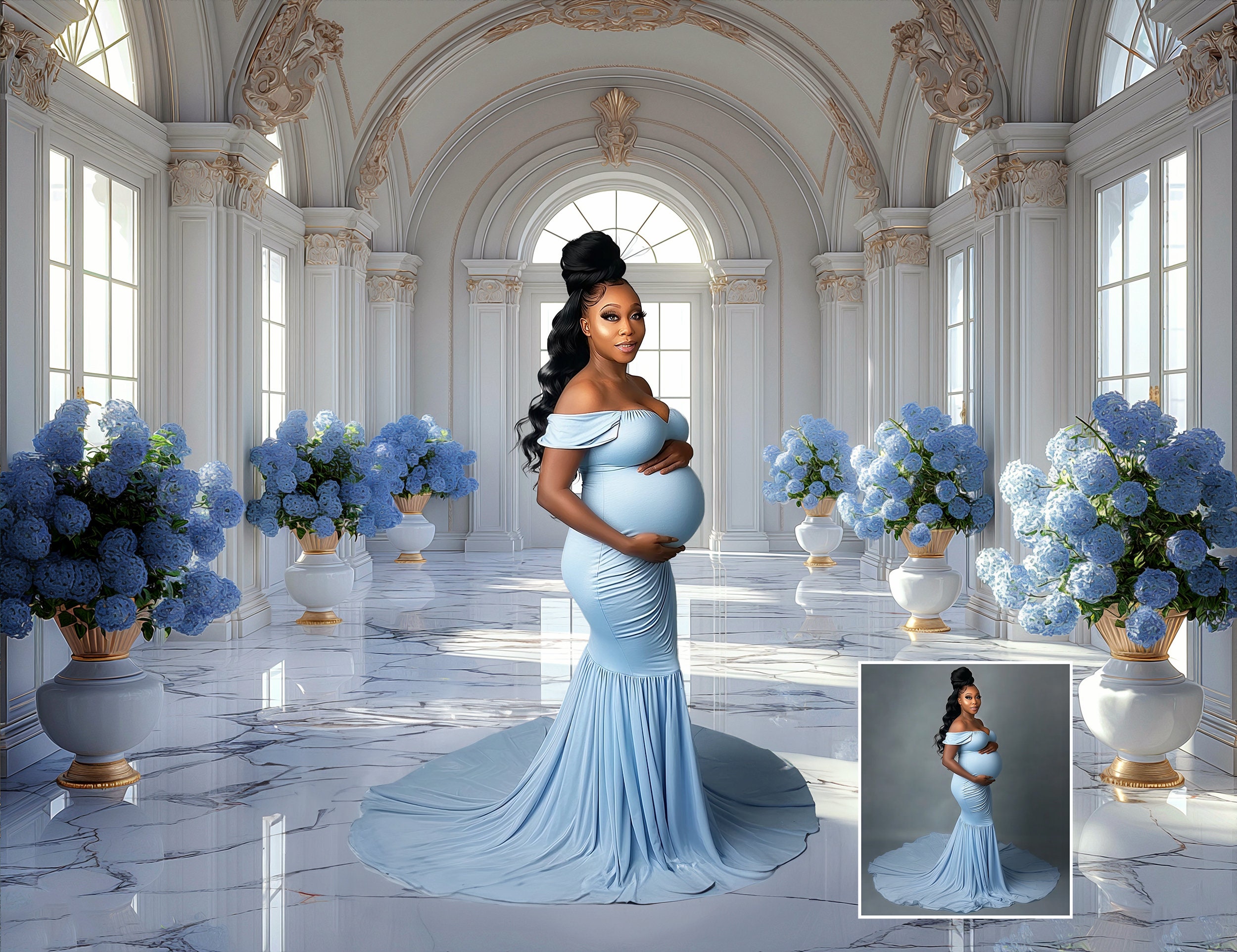 FLORAL HALLWAY Digital Backdrops Floral Maternity Backdrop Digital ...