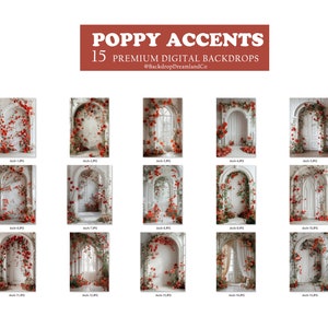 RED POPPIES Digital Backdrops Floral Maternity Backdrop Overlays Studio ...