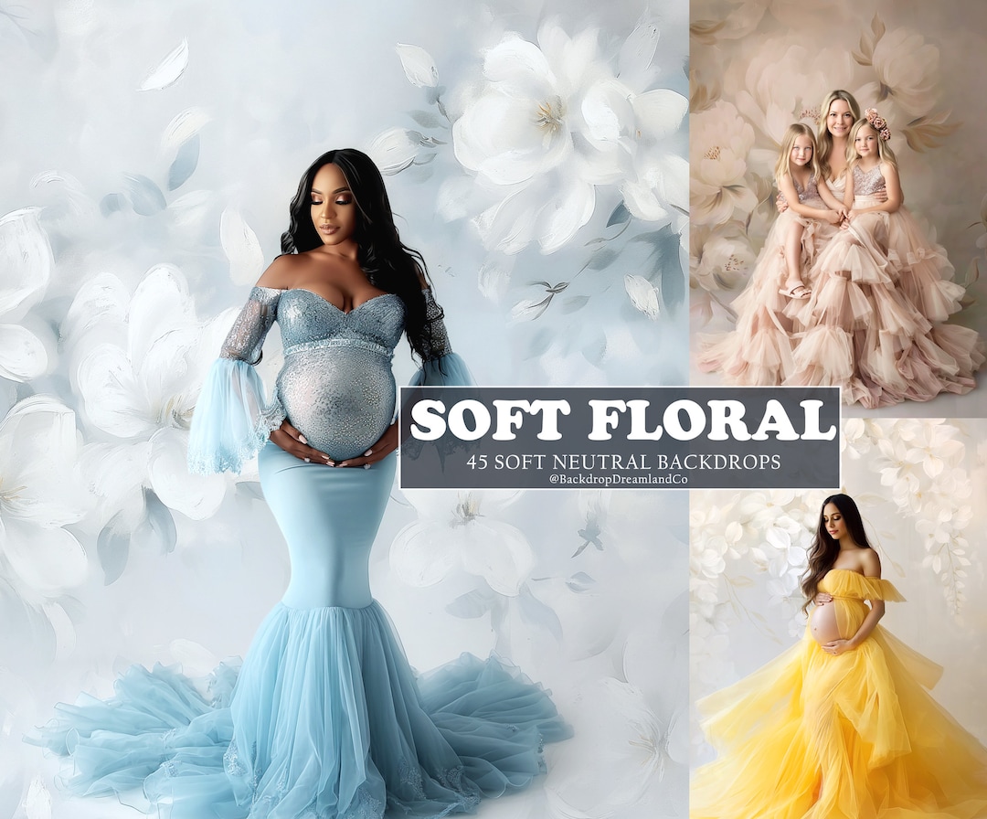 40 SOFT NEUTRAL TEXTURES Floral Backdrops Digital Backdrops Overlay ...