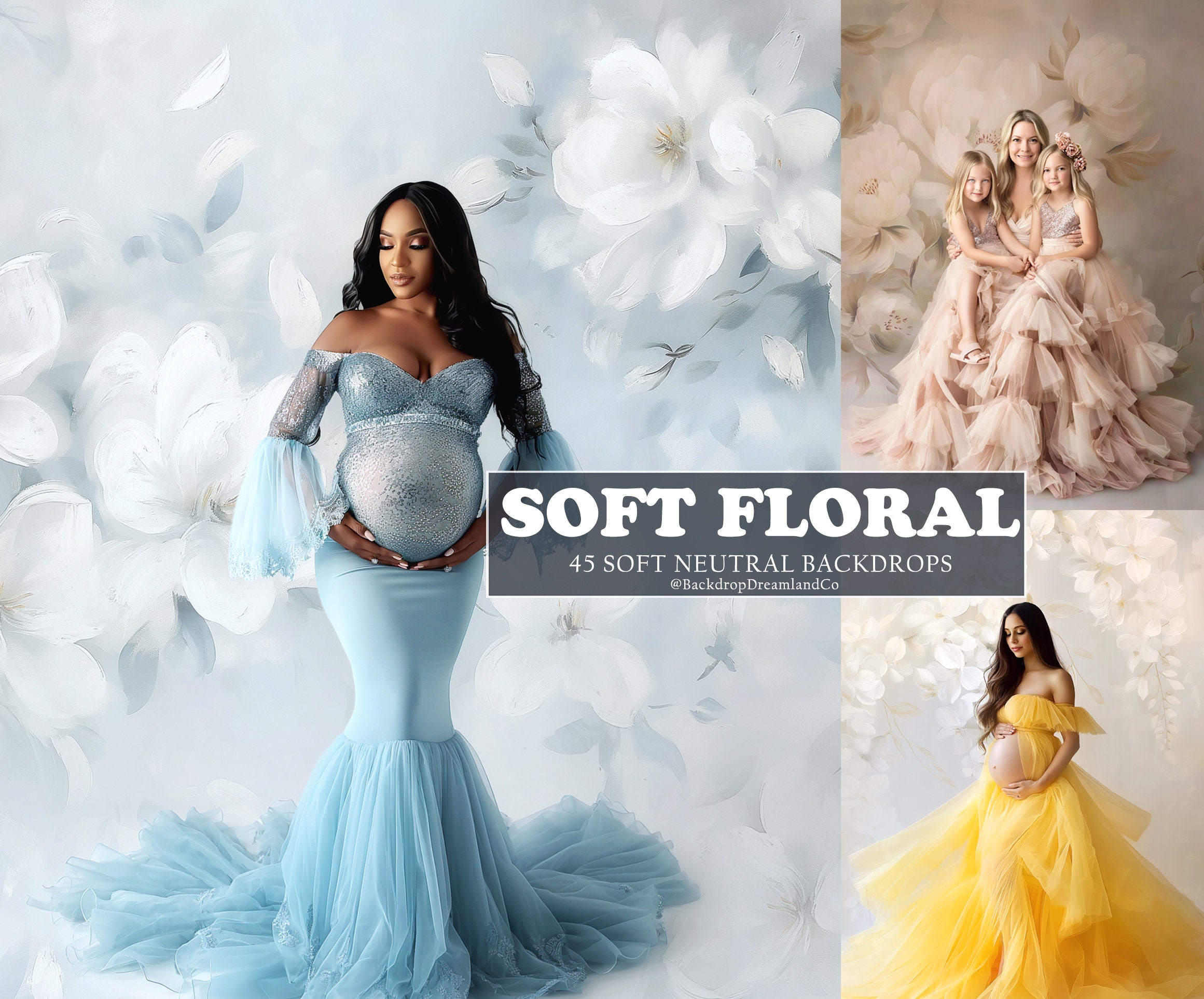 40 SOFT NEUTRAL TEXTURES Floral Backdrops Digital Backdrops Overlay ...