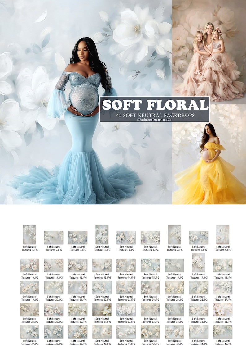 40 SOFT NEUTRAL TEXTURES Floral Backdrops Digital Backdrops Overlay ...