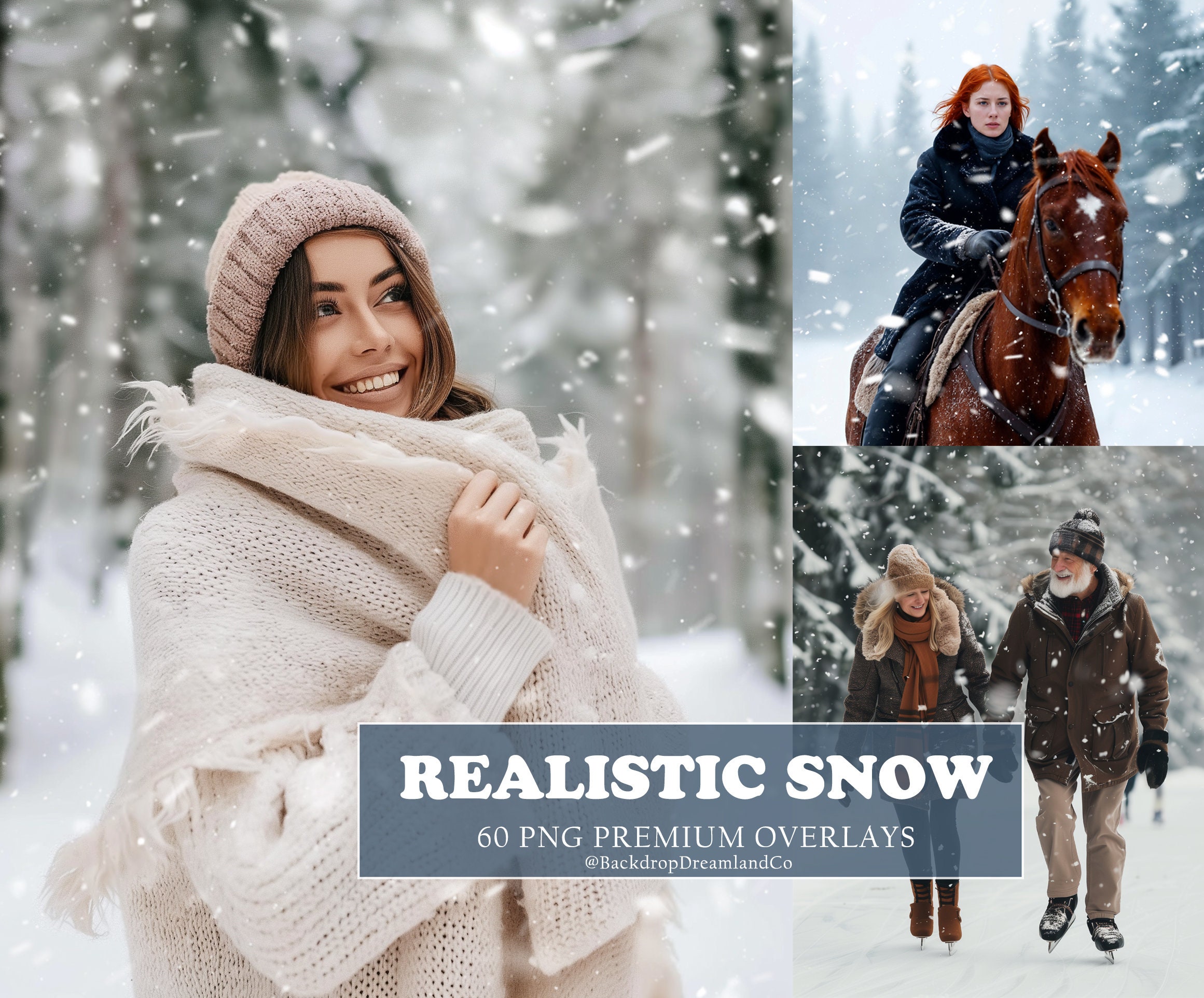 60 REALICTIC SNOW Falling Snow Overlays Photoshop Overlays Snow Winter ...