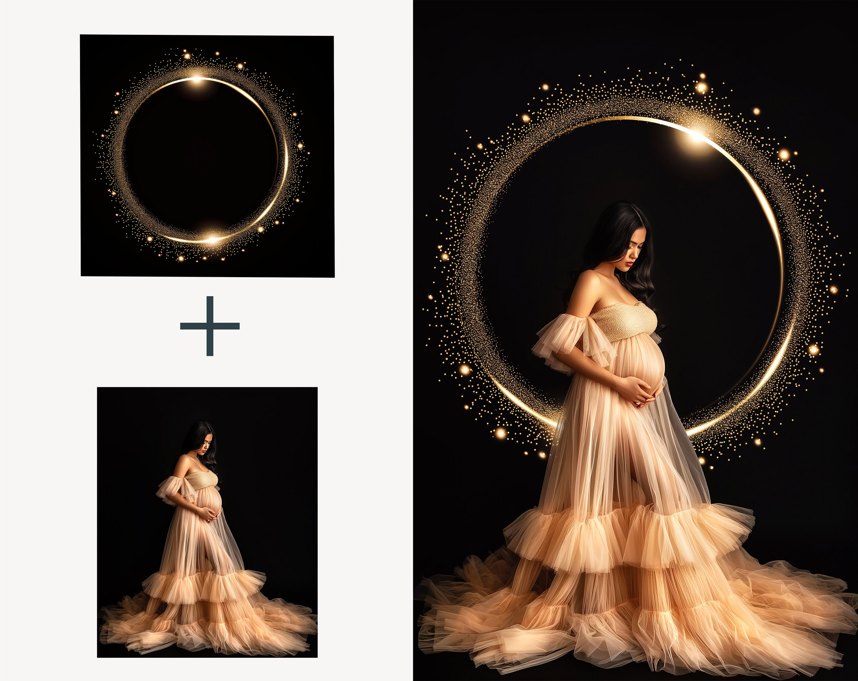 40 Golden RINGS Maternity Overlays Circle Halo Maternity Light Ring ...