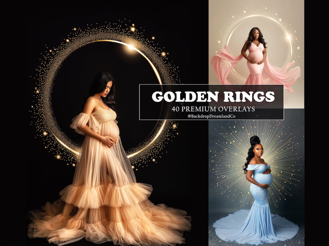 40 Golden RINGS Maternity Overlays Circle Halo Maternity Light Ring ...
