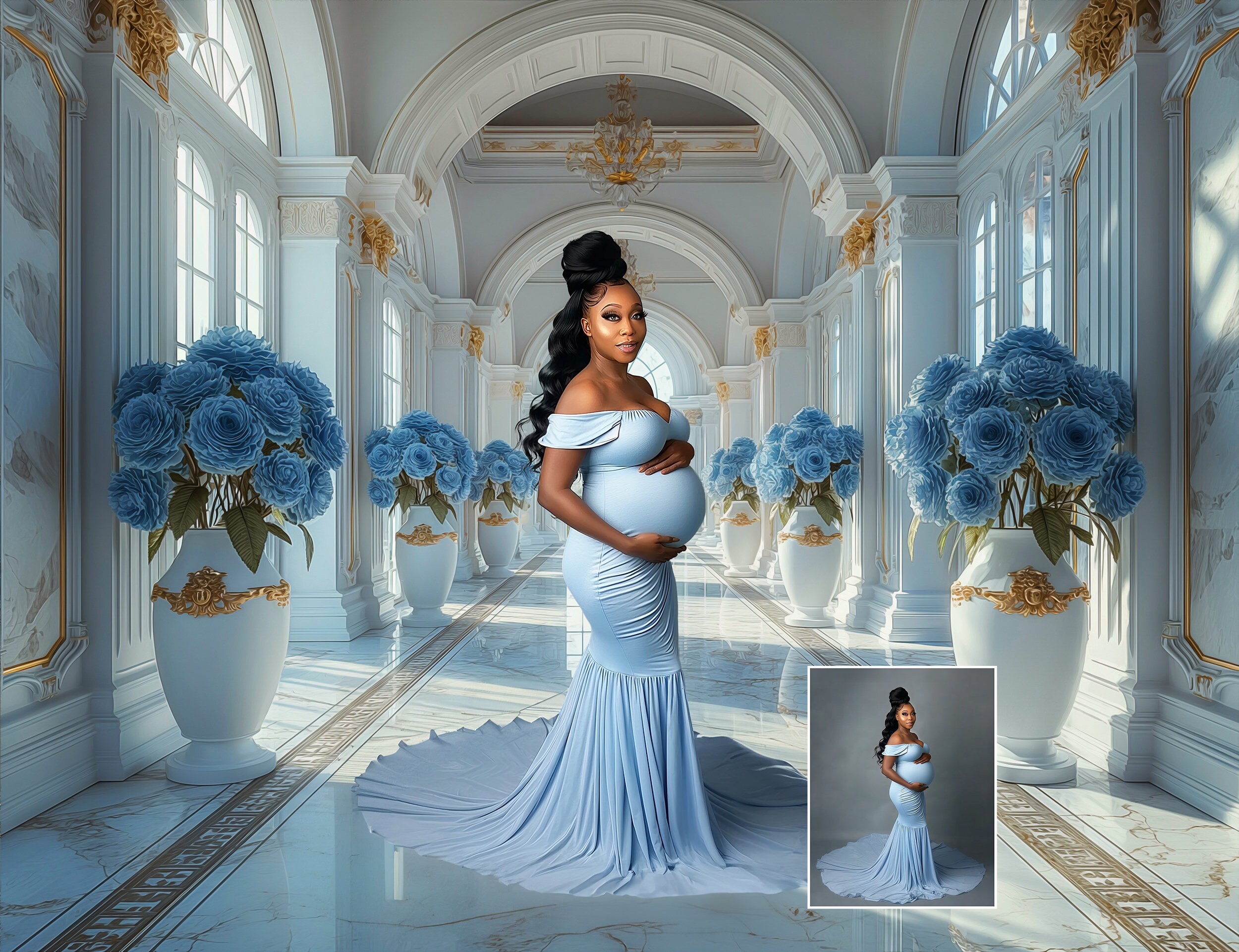 FLORAL HALLWAY Digital Backdrops Floral Maternity Backdrop Digital ...