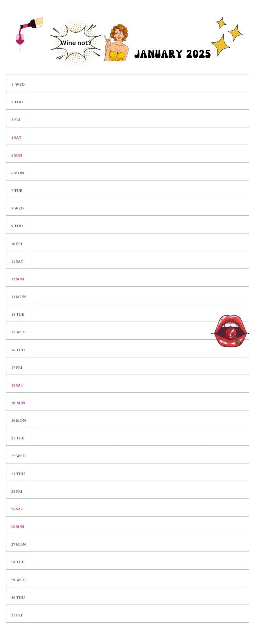 2025 Monthly Calendar Printable & Fillable, Year Calendar Template ...