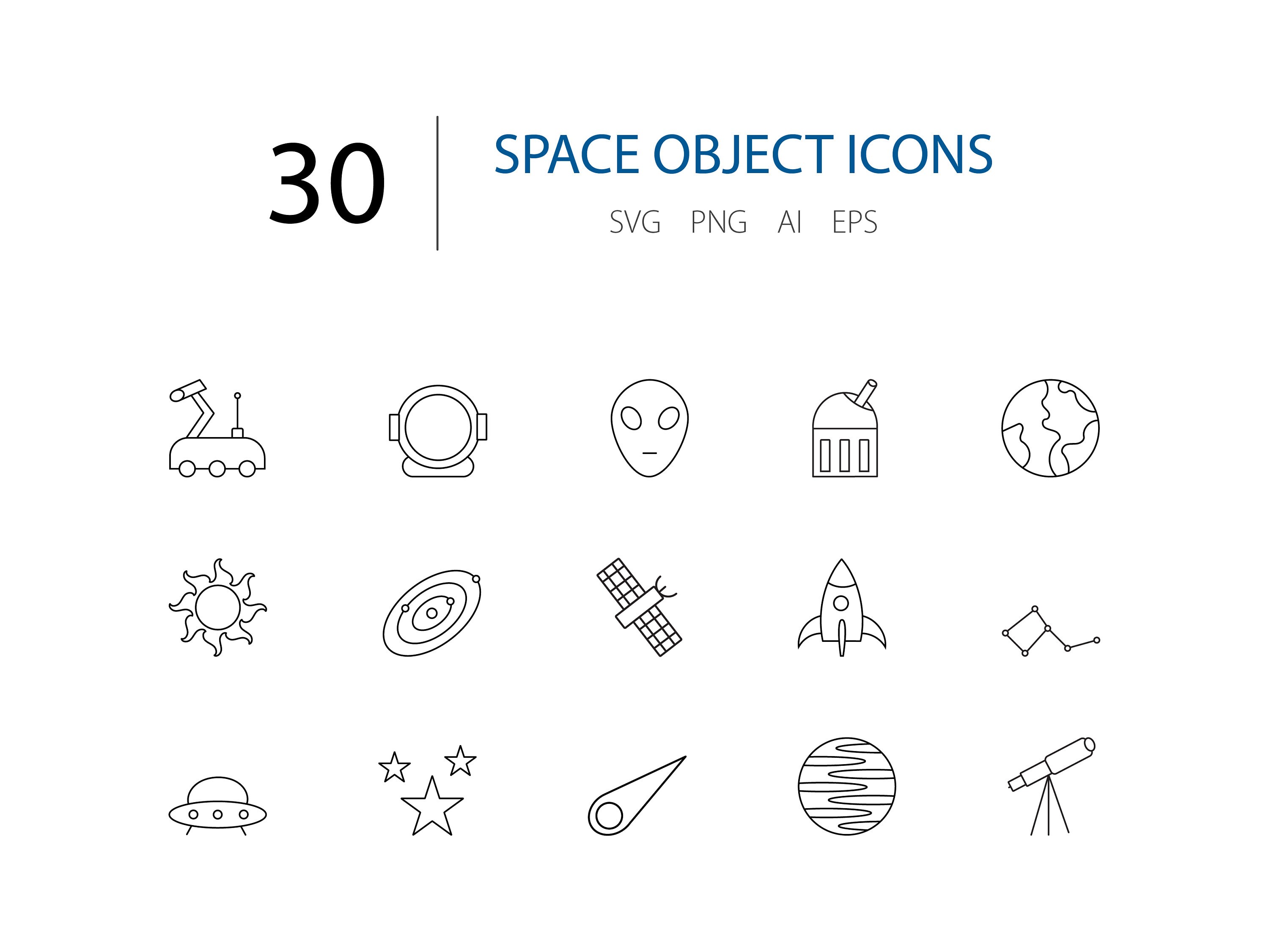 30 Space Object Icons, Icon Pack, Space Svg, Space Icons, Space Travel ...