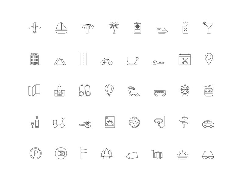 80 Travel Icons, Line Icons, Icon Pack, Travel Icons, Travel Icons Svg ...