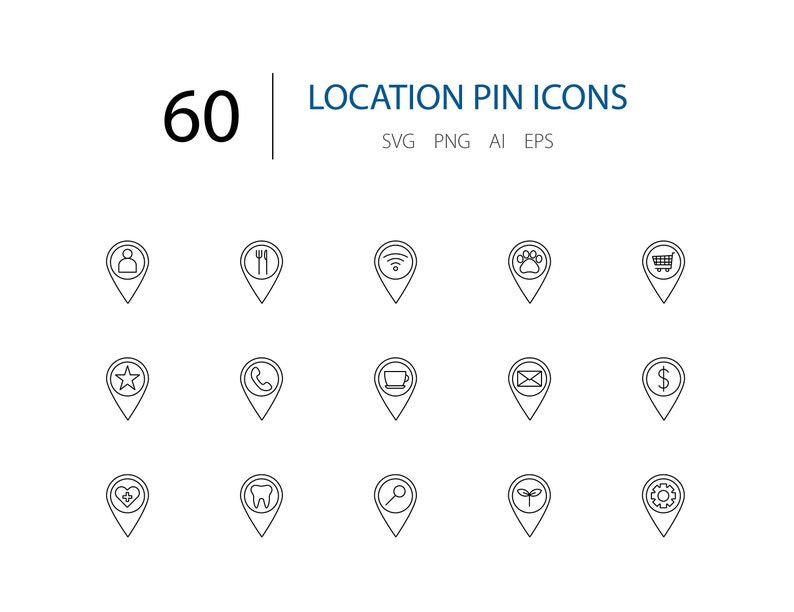 60 Location Pin Icons, Line Icons, Icon Pack, Location Icon Svg ...