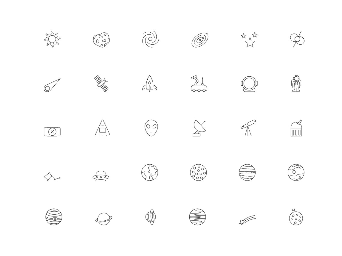 30 Space Object Icons, Icon Pack, Space Svg, Space Icons, Space Travel ...