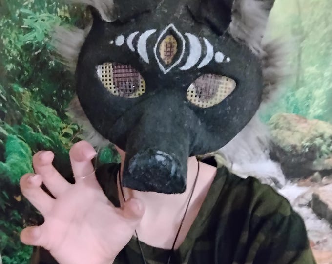 Handmade Felted Therian Mask |black Wolf| High Quality Mask for Therian ...