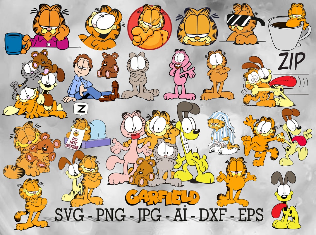 Garfield Svg, Garfield Bundle Svg, Garfield Clipart, Svg Files for ...