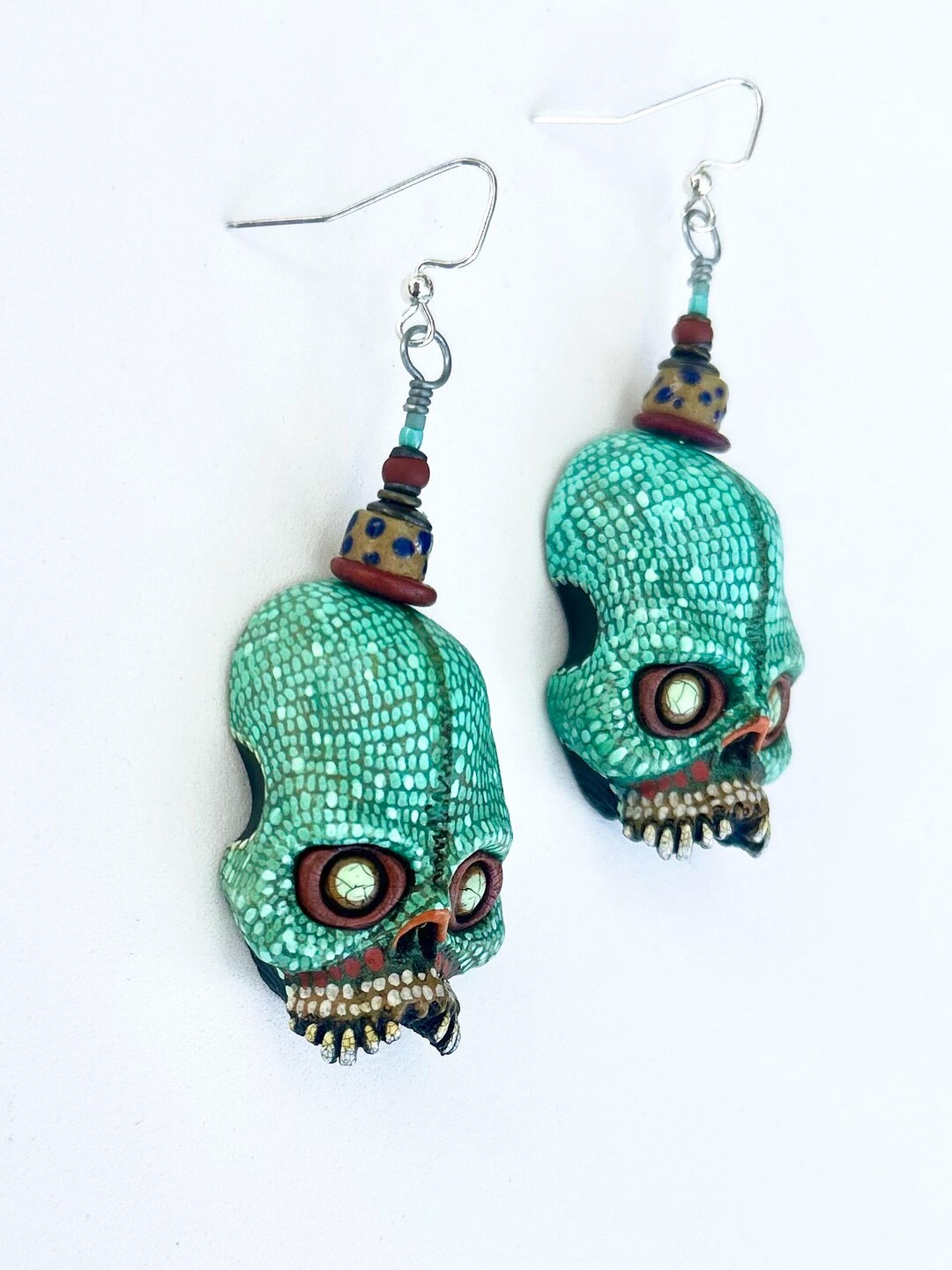 Aztec Death Mask Skull Zombie Head Earrings - Etsy