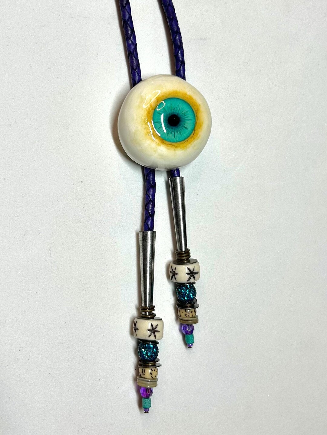 Turquoise With Purple Cord Eyeball Zombiehead Bolo Tie - Etsy