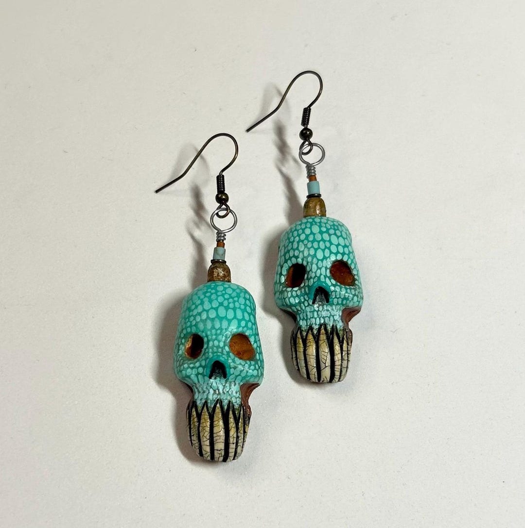 Aztec Death Mask Skull Zombie Head Earrings - Etsy
