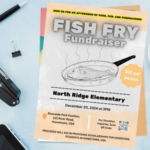 Editable Fish Fry Fundraiser Flyer Template (canva PDF) - Etsy