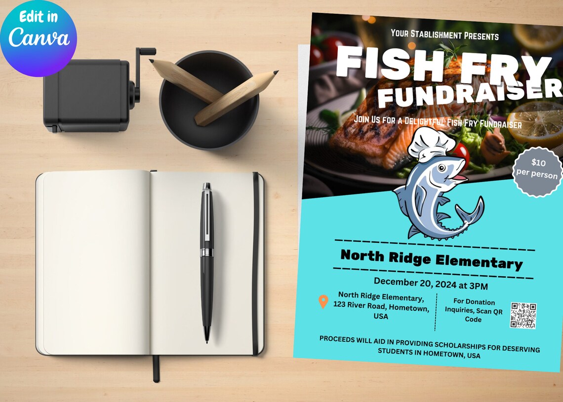 Printable Fish Fry Flyer, Fish Fry Template, Fish Fry Poster, Fish Fry ...