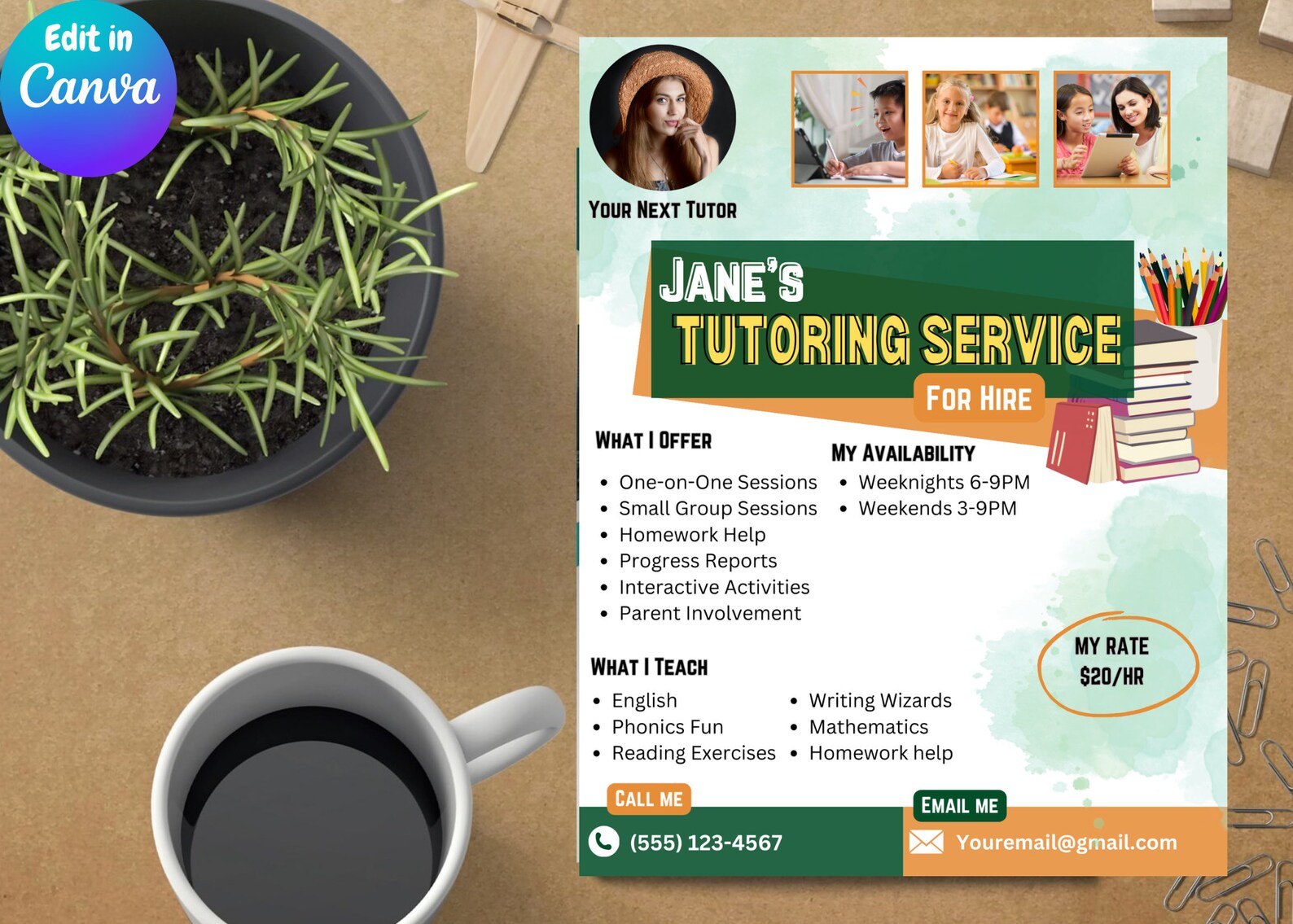 Editable Tutoring Flyer Template: English, Math Tutor Designs (PDF) - Etsy