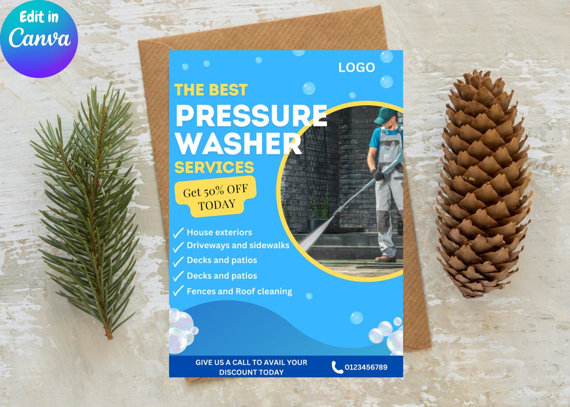 Editable Pressure Washing Flyer: Home & Exterior Cleaning (canva ...