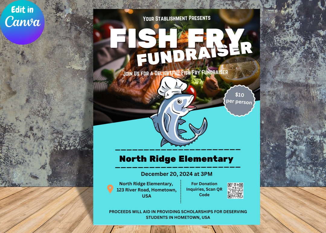 Printable Fish Fry Flyer, Fish Fry Template, Fish Fry Poster, Fish Fry ...