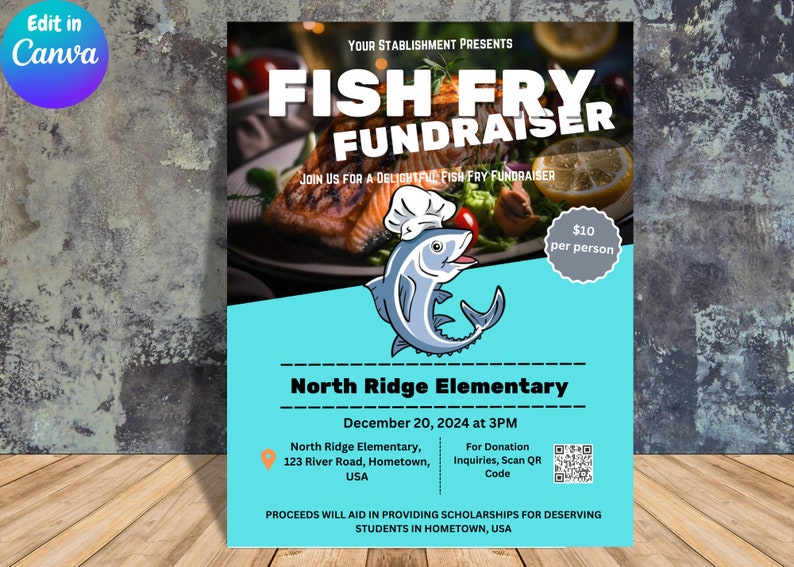 Printable Fish Fry Flyer, Fish Fry Template, Fish Fry Poster, Fish Fry ...