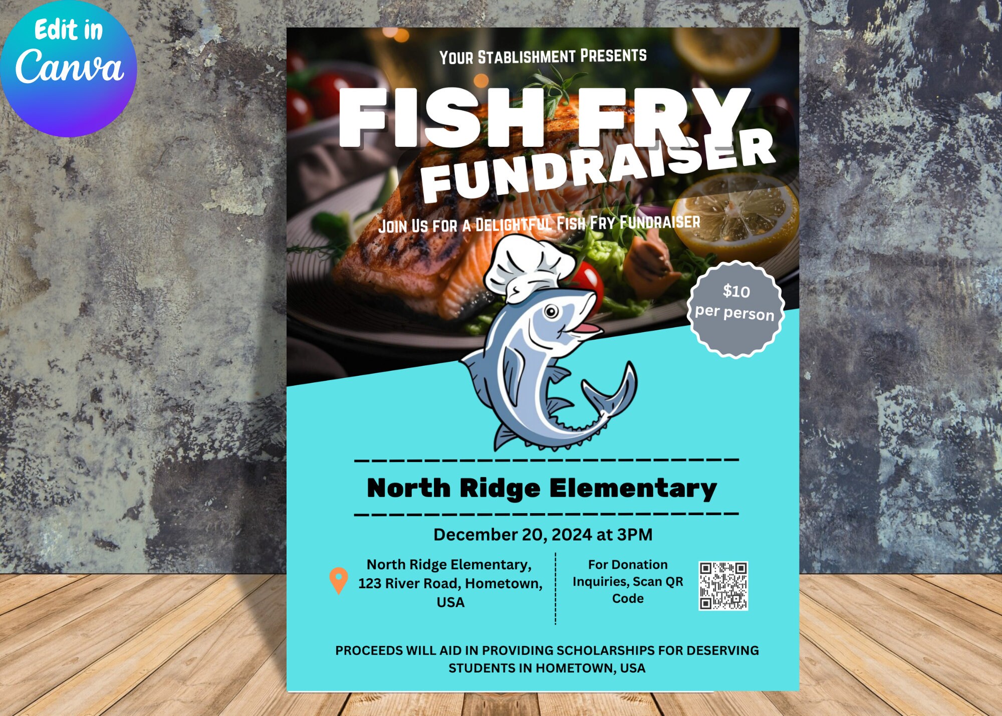 Printable Fish Fry Flyer, Fish Fry Template, Fish Fry Poster, Fish Fry ...