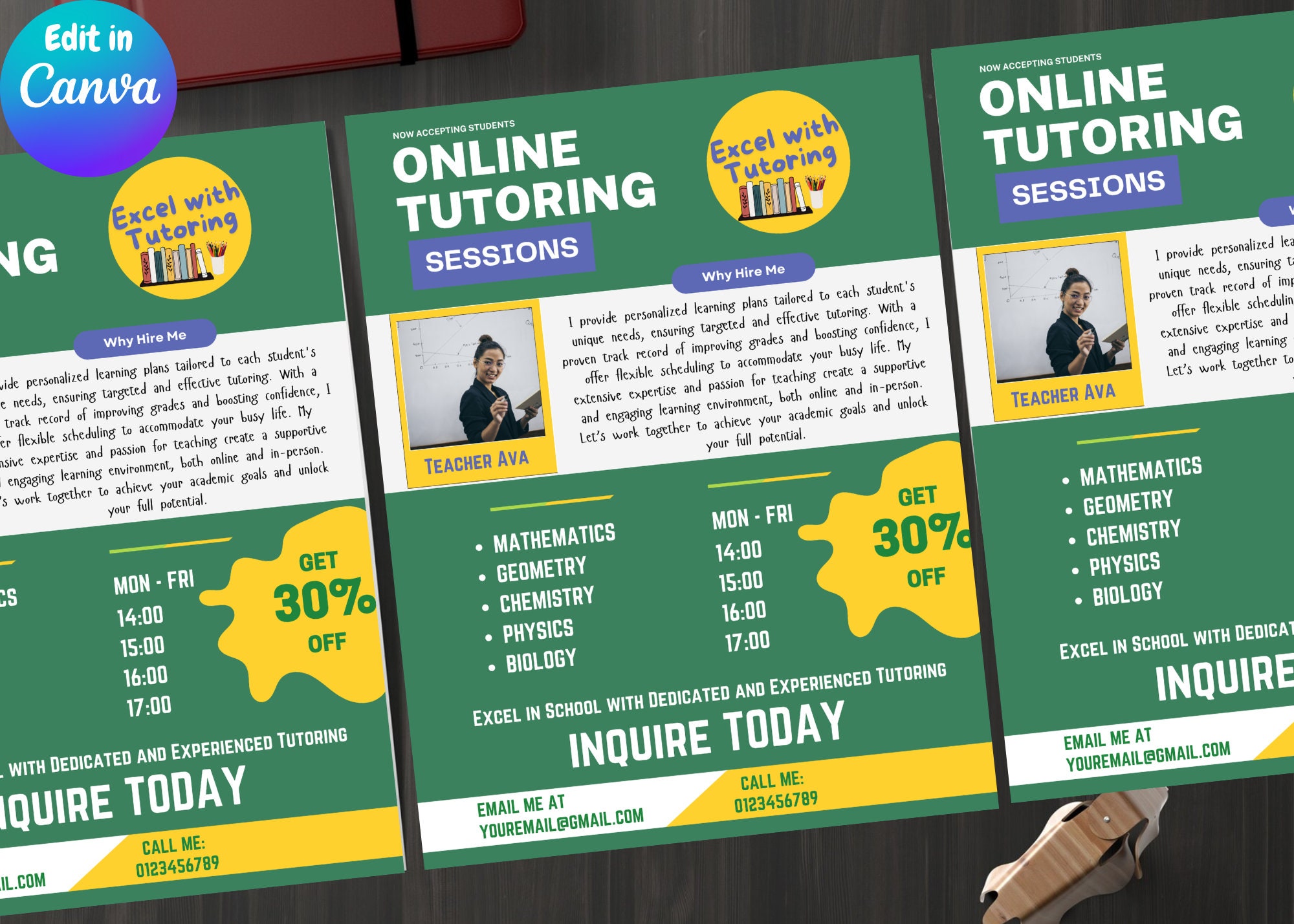 English, Math Tutor Flyer Designs | Online, Summer, Printable Kids ...